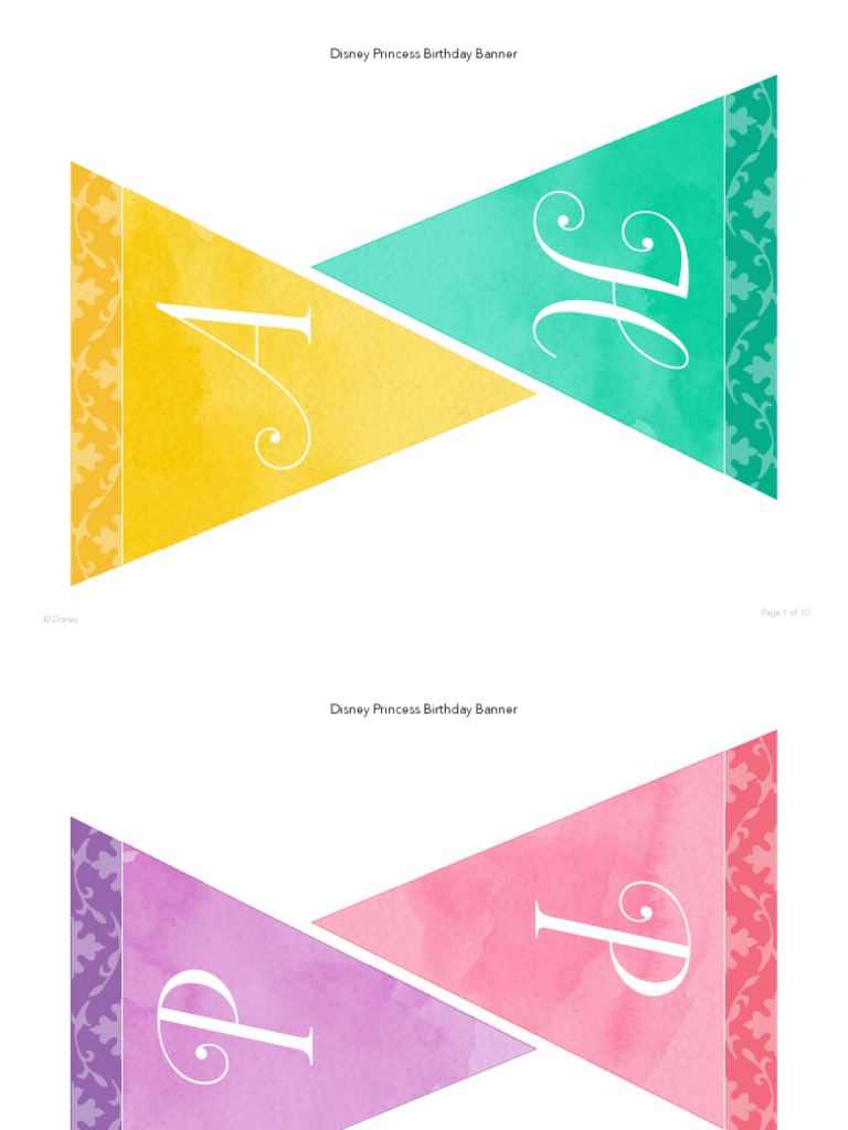 Disney Princess Birthday Banner Printable | PDF | Cooking, Food & Wine ...