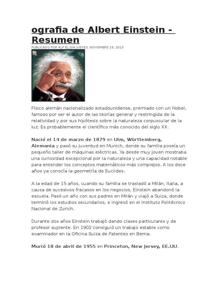 Biografia de Albert Einstein | PDF