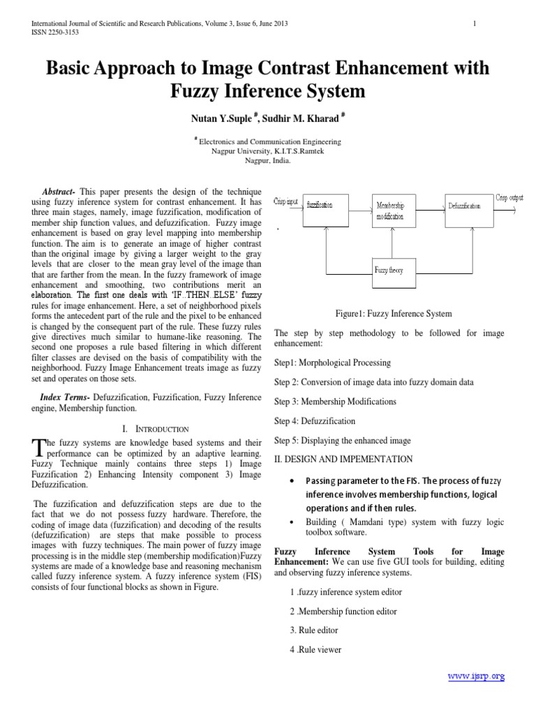 Basic Approach To Image Contrast Enhancement With Fuzzy Inference System | PDF | Fuzzy Logic ...