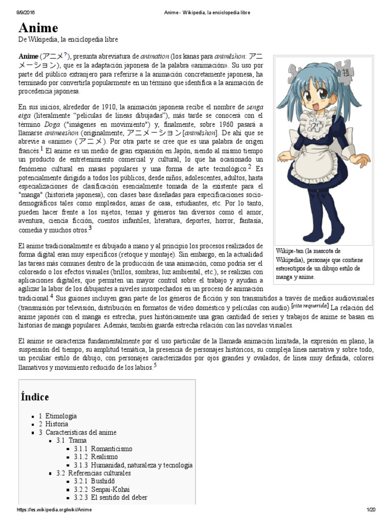 Anime - Wikipedia, La Enciclopedia Libre | PDF | Anime | Animación