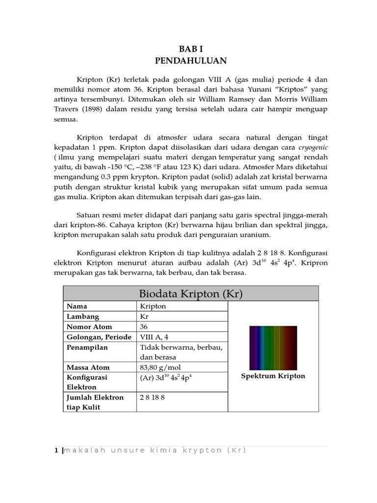 Sifat dan Manfaat Unsur Kripton (Kr) | PDF | Sains & Matematika