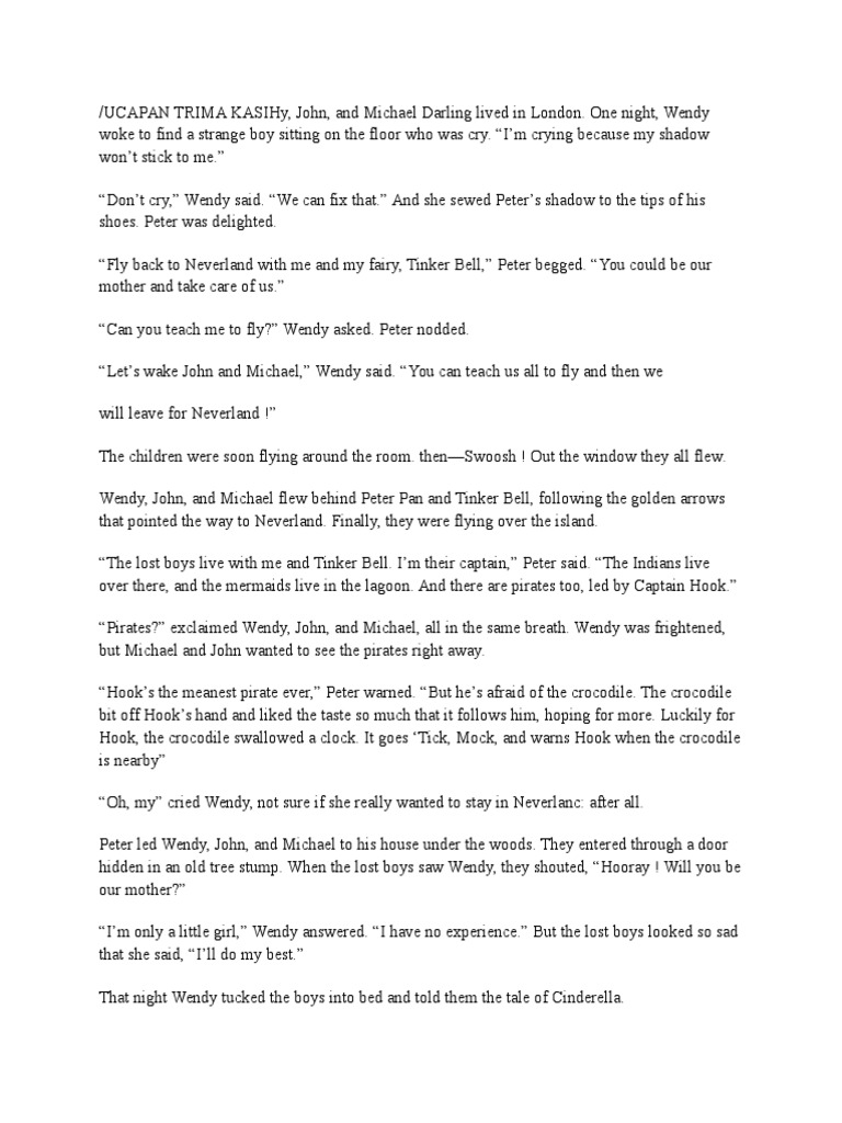 Peter Pan | PDF | Wendy Darling | Neverland