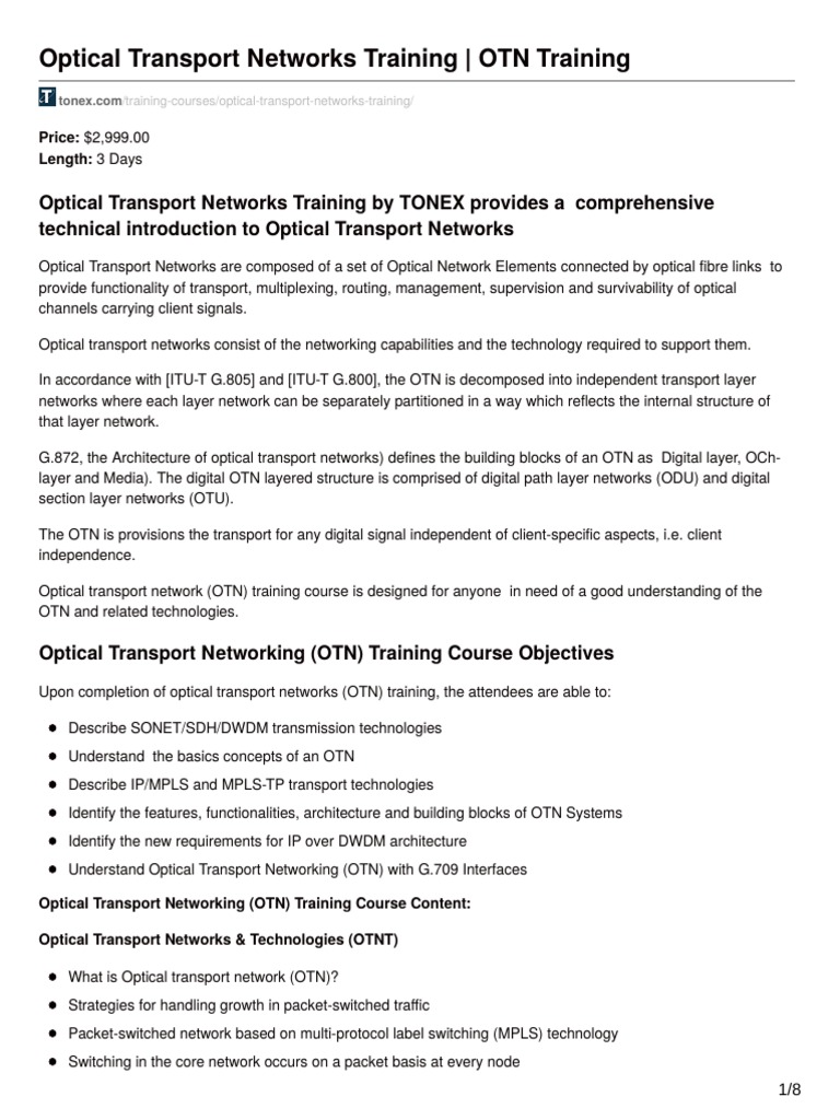 Optical Transport Networks Training OTN Training | PDF | Wavelength Division Multiplexing ...