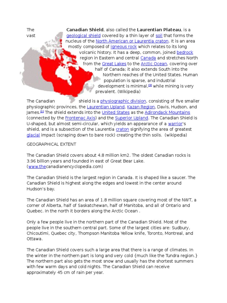 The Canadian Shield | PDF | Earth Sciences | Geology