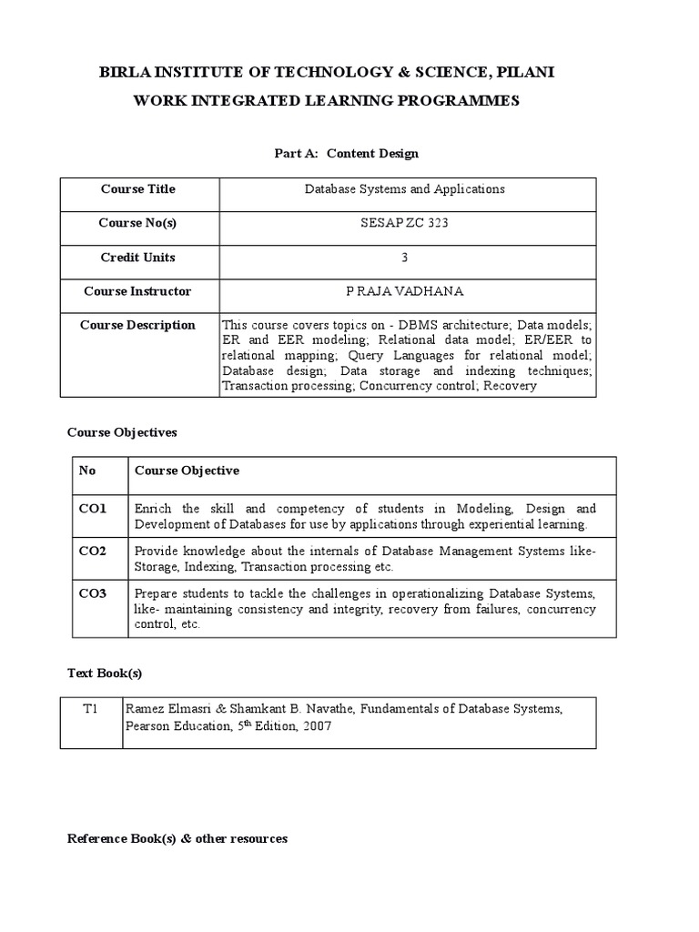 Database Systems and Applications Course Overview | PDF | Relational Model | Databases
