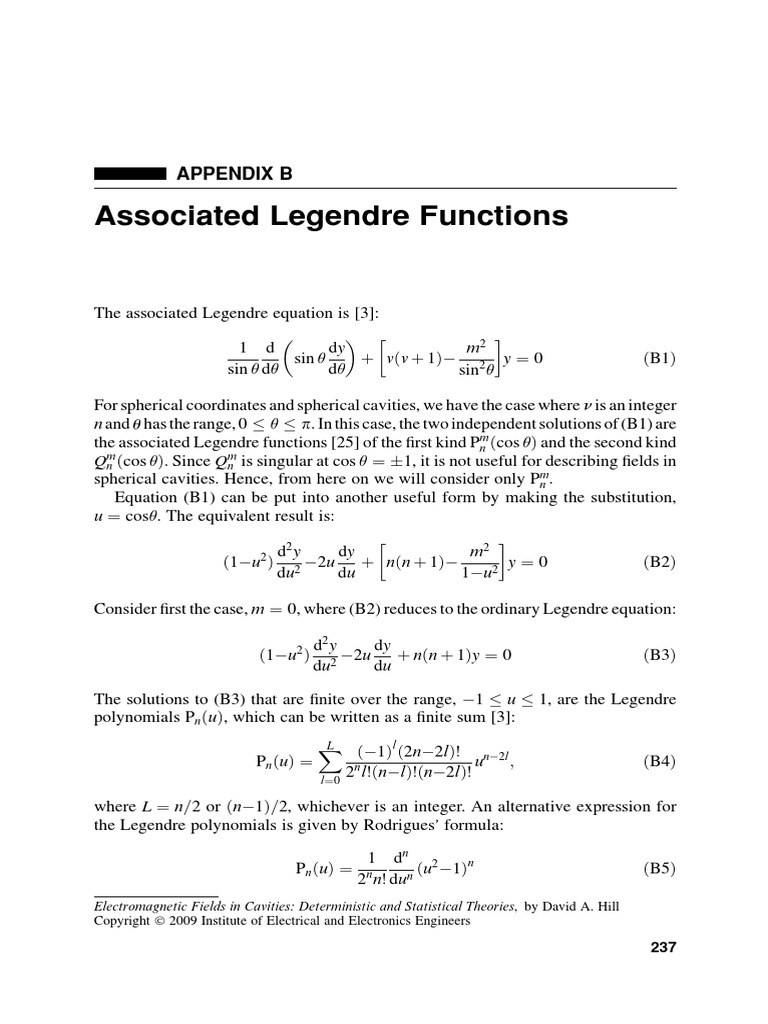 Associated Legendre Function | PDF