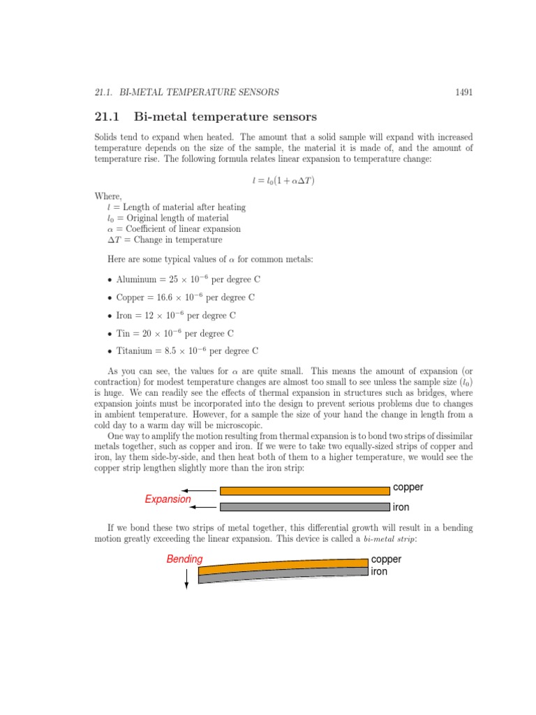 21.1 Bi-Metal Temperature Sensors: Expansion | PDF