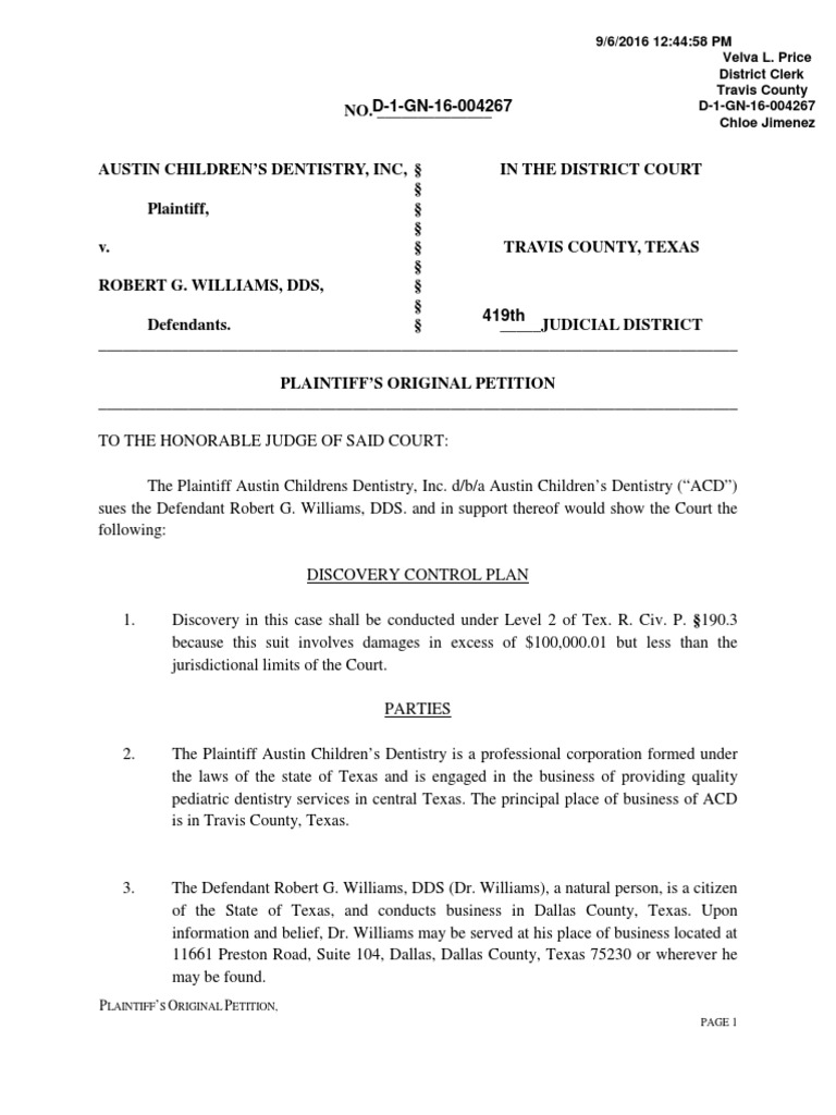 ACD Original Petition | Defamation | Dentistry | Free 30-day Trial | Scribd