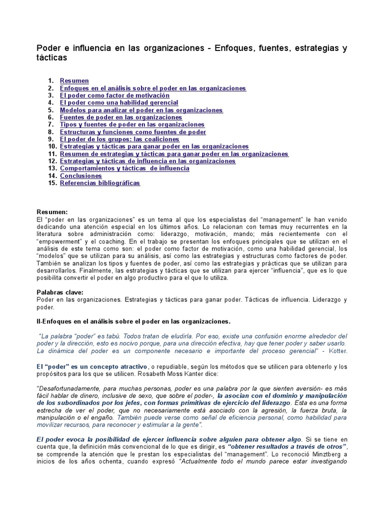 Poder e Influencia | PDF | Toma de decisiones | Liderazgo