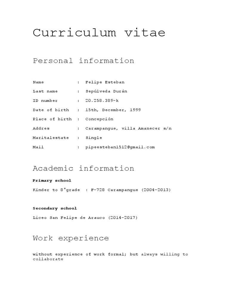 Curriculum Vitae: Personal Information | PDF