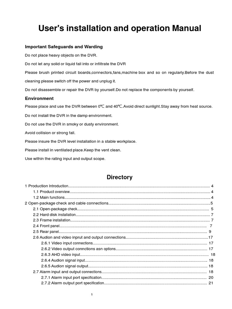 DVR User Manual | Download Free PDF | Power Supply | Video