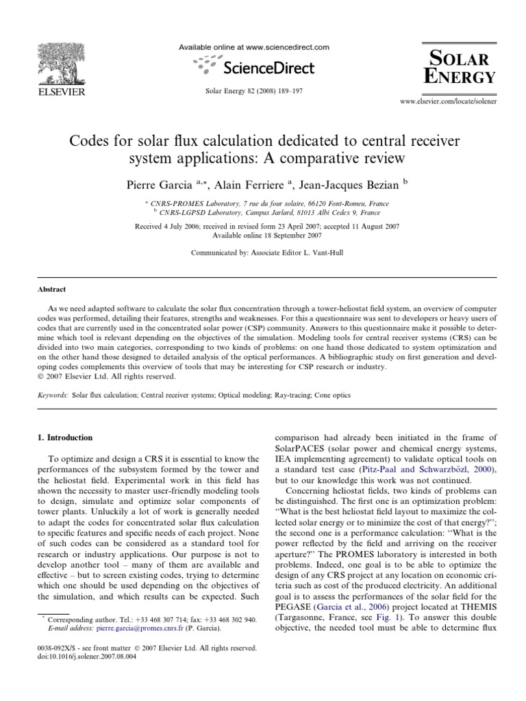 Solar Flux Calculation Codes Review | PDF | Solar Power | Optics