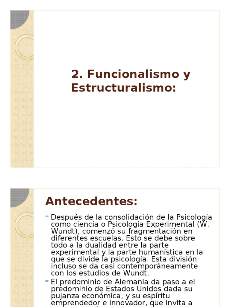 Funcionalismo y Estructuralismo | PDF | Sicología | Ciencias del comportamiento