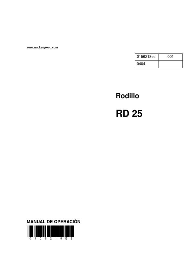 Daas Rodillo Compactador Diesel Manual de Usuario Wacker RD 25 1080592 ...