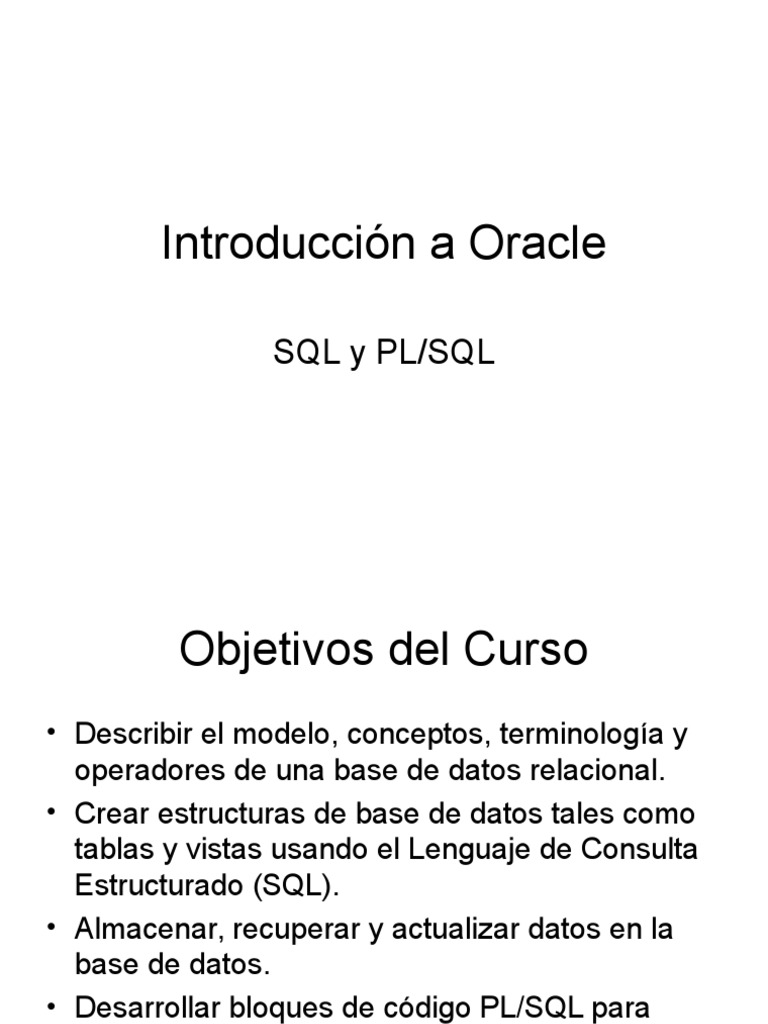 Introducción A Oracle | PDF | SQL | Modelo relacional