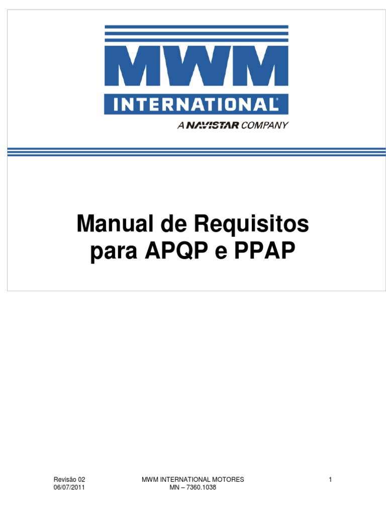 03-Manual de Requisitos de APQP e PPAP - Revisão02 | PDF | Embalagem e rotulagem | Qualidade ...