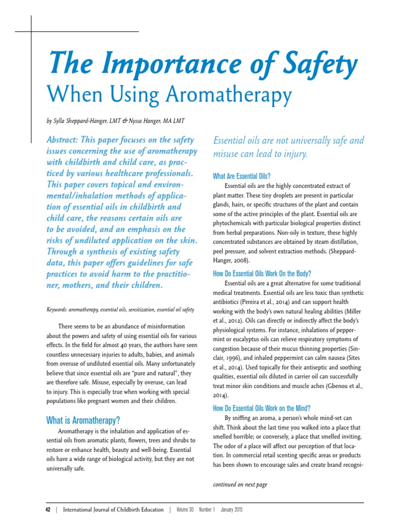 The Importance of Safety When Using Aromatherapy | PDF | Essential Oil ...