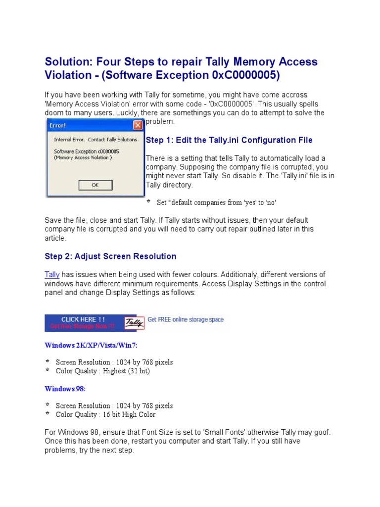 Solution for Tally Memory Access Violation | Display Resolution ...