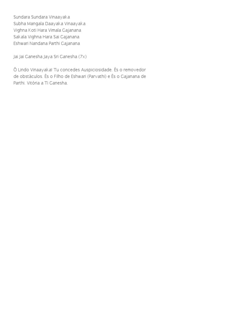 Sundara Sundara Vinayaka - Lyrics | PDF