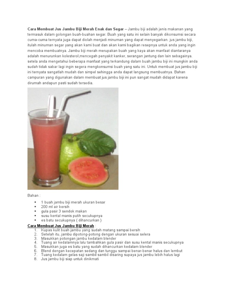 Cara Membuat Jus Jambu Biji Merah Enak Dan Segar | PDF