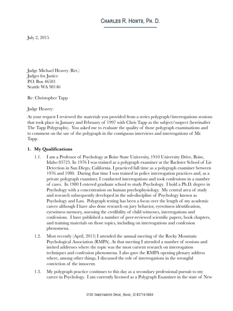 Polygraph Analysis for Chris Tapp | PDF | Polygraph | Miscarriage Of ...