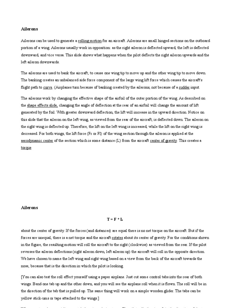 Ailerons | PDF | Aileron | Lift (Force)