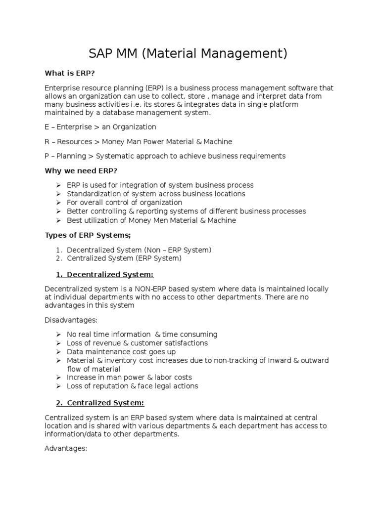 Sap MM Notes | PDF | Enterprise Resource Planning | Sap Se
