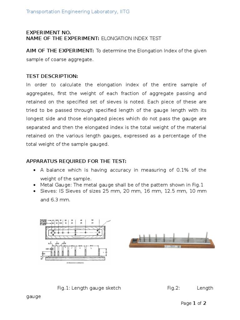 Elongation Index Test