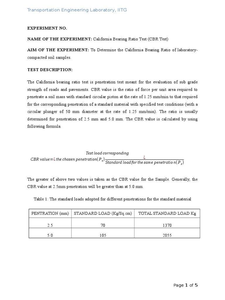 Cbr Test Pdf Soil Nature