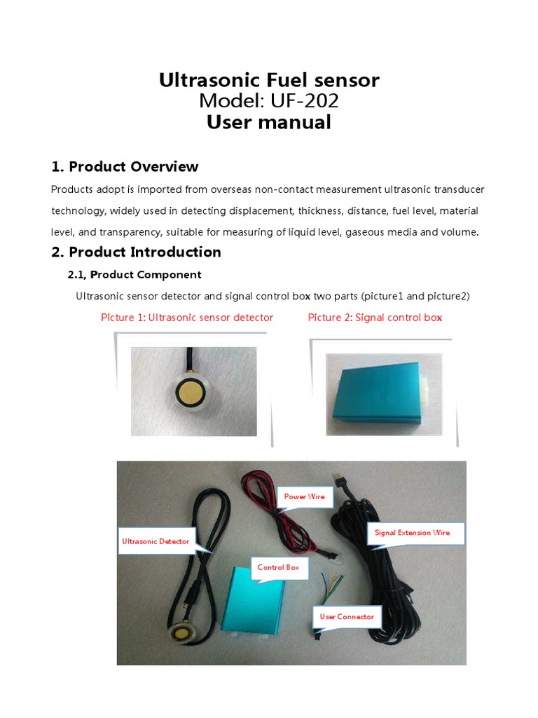 Ultrasonic Fuel Sensor Data Sheet UF202 | PDF | Sensor | Ultrasound