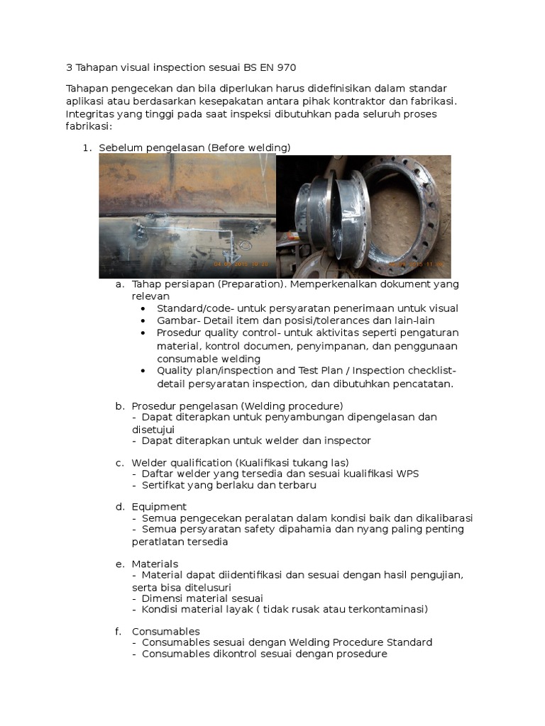 3 Tahapan Visual Inspection Sesuai BS en 970 | PDF | Komputer ...