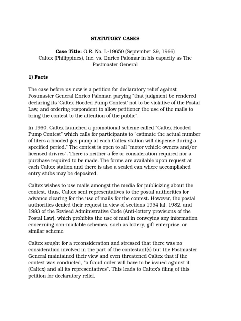 Statutory Cases Case Title: G.R. No. L-19650 (September 29, 1966) | PDF