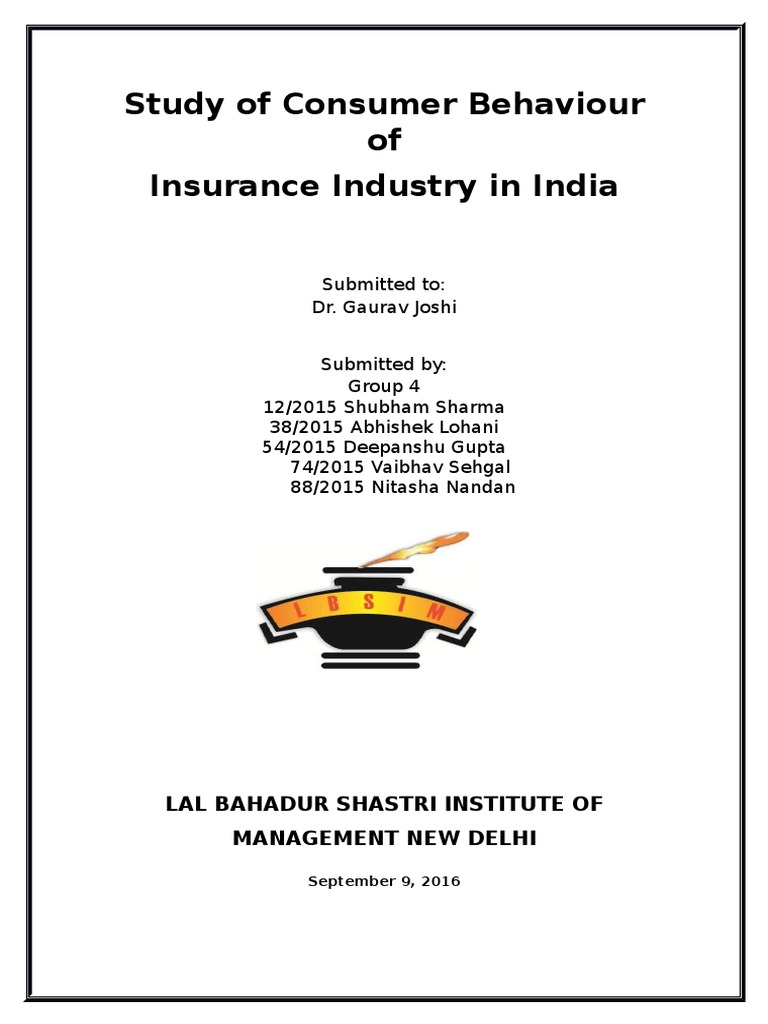 Consumer Behaviour of Insurance Industry in India | PDF | Factor ...