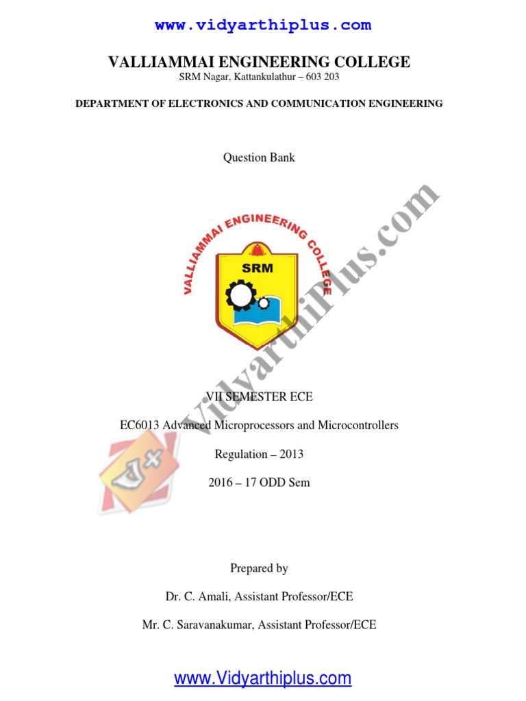 Question Bank on Advanced Microprocessors and Microcontrollers focusing ...