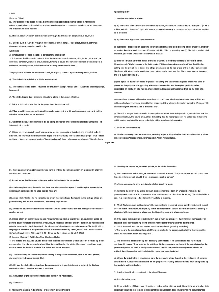 Libel | PDF | Defamation | Virtue