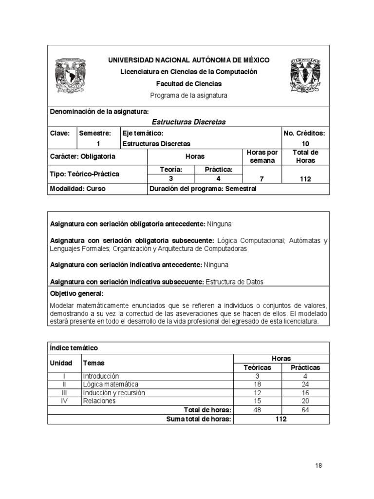 Estructuras Discretas FC CC PDF | PDF | Lógica matemática | Ciencia y ...