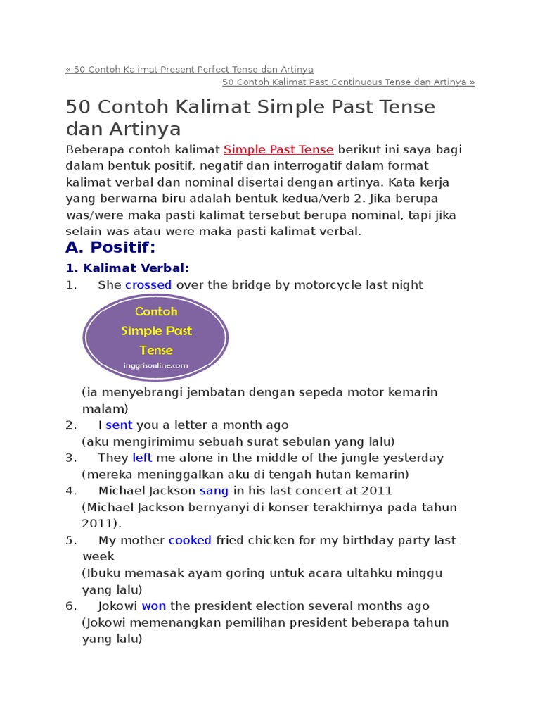 50 Contoh Kalimat Present Perfect Tense Dan Artinya | PDF