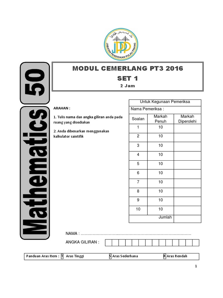 Soalan Set 1 Modul Cemerlang | PDF