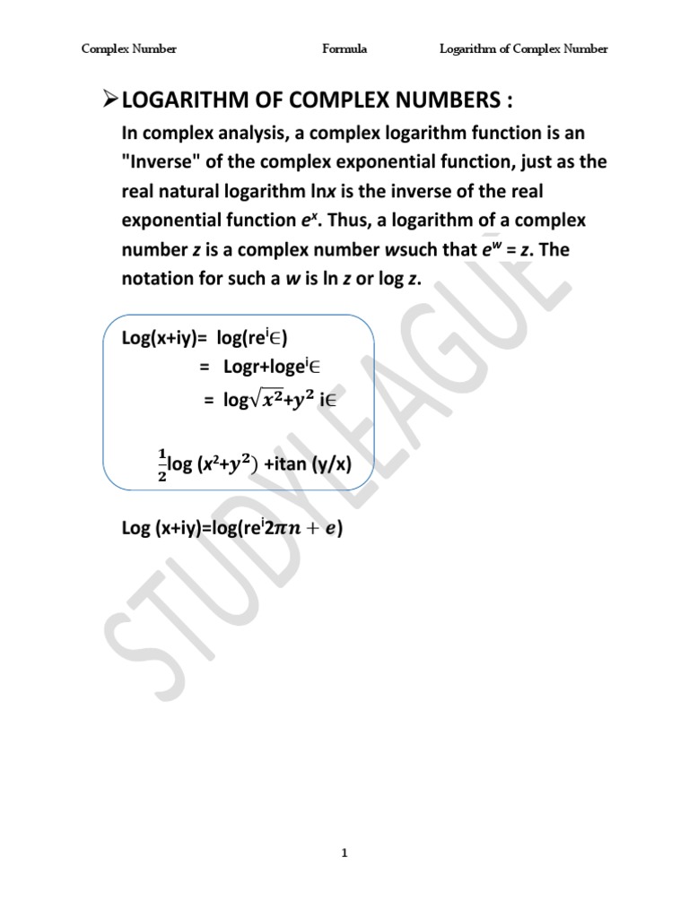 6.logarithm of Complex Number | PDF | Language Arts & Discipline ...