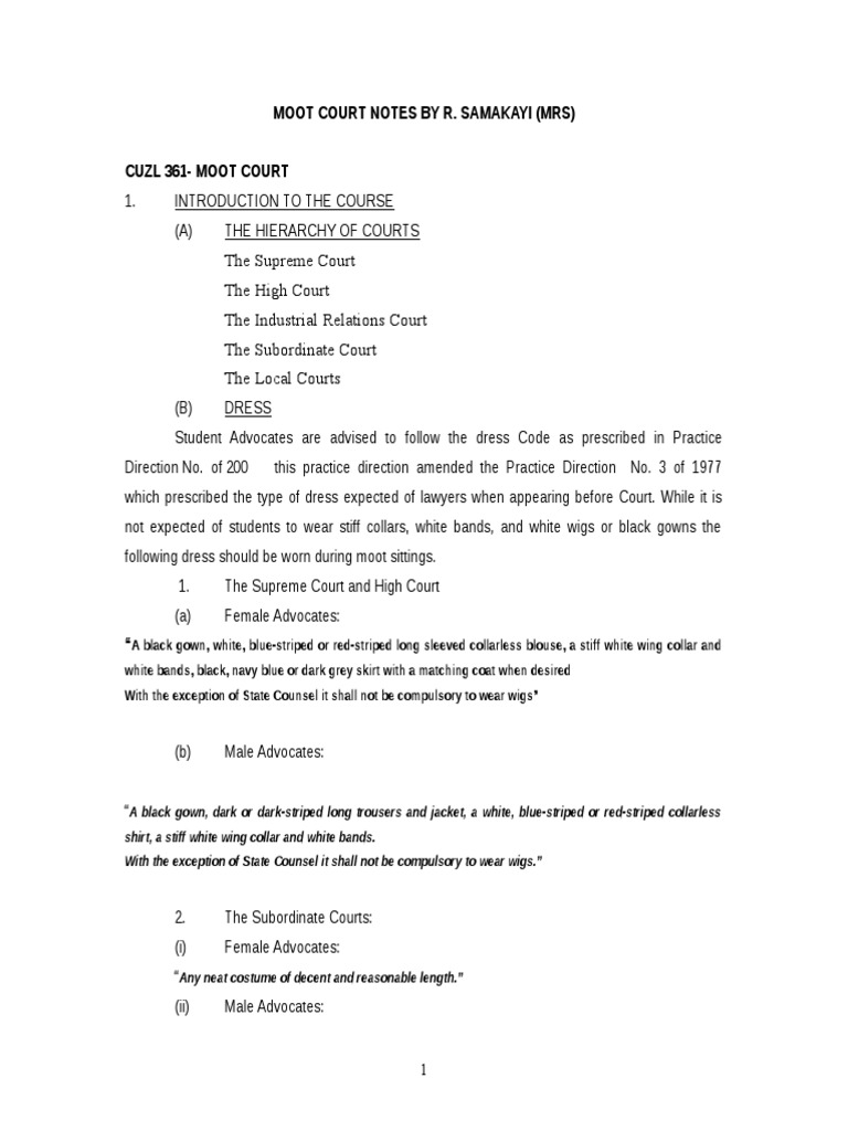 MOOT COURT NOTES - Full Contents by Rose Samakayi | PDF | Brief (Law ...