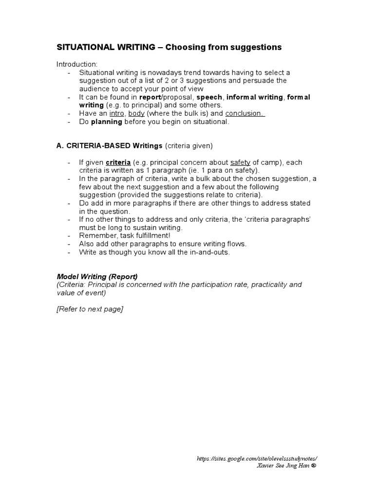 ENGLISH Situational Writing Format | PDF