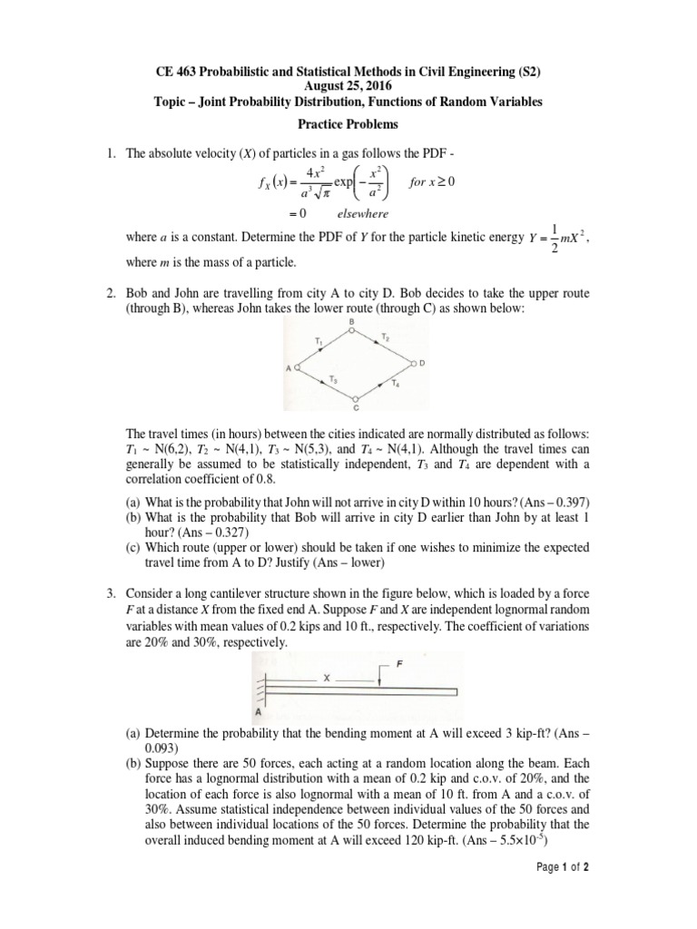 Practice Problems - Set 3 | PDF | Probability Density Function ...