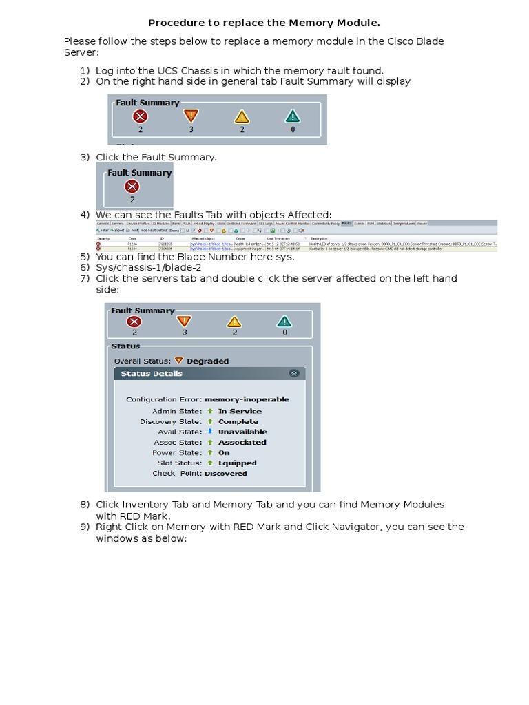 Procedure To Replace The Memory Module | PDF