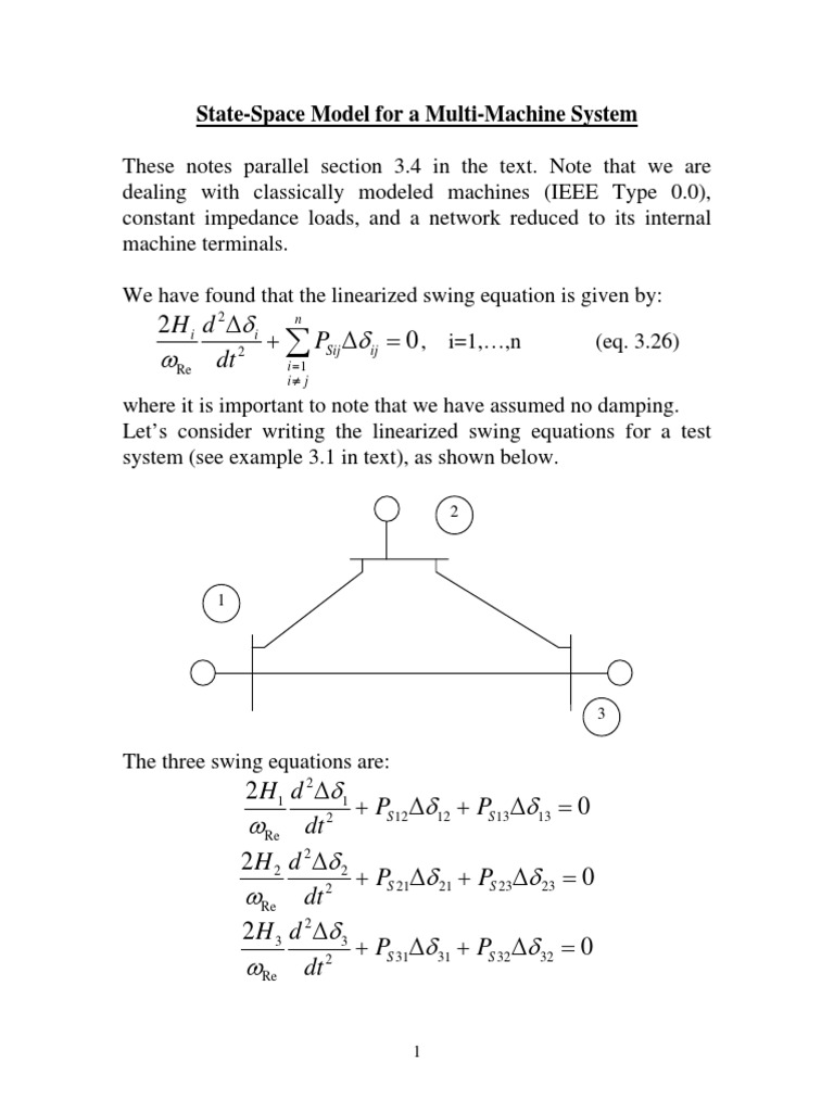 Developing A State Space Model For Analyzing Small Disturbance