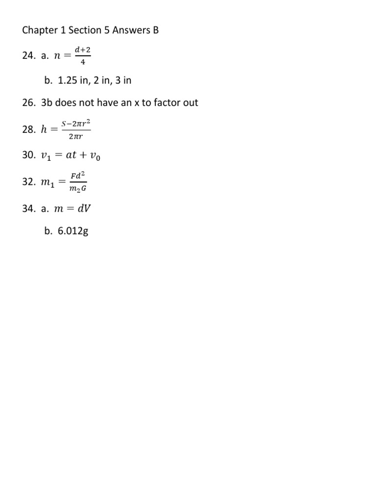 CH 1 Section 5 Answersb | PDF