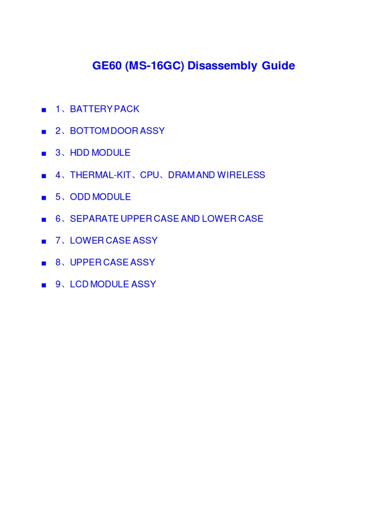 GE60 (MS-16GC) Disassembly Guide | PDF | Computer Engineering ...