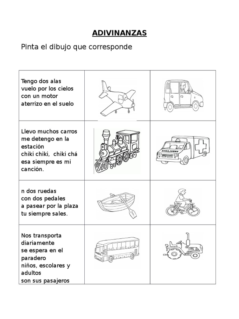 Guia de Adivinanzas de Medios de Transporte | Aviación | Transporte