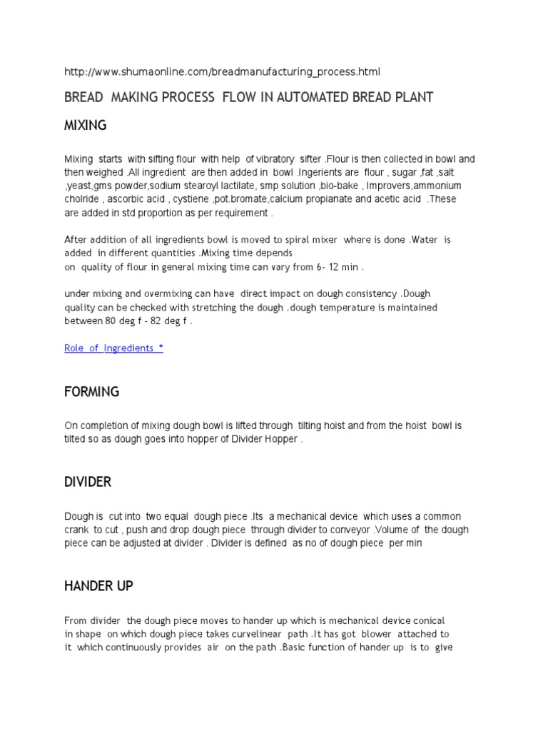 Bread Making Process Flow | PDF | Breads | Yeast