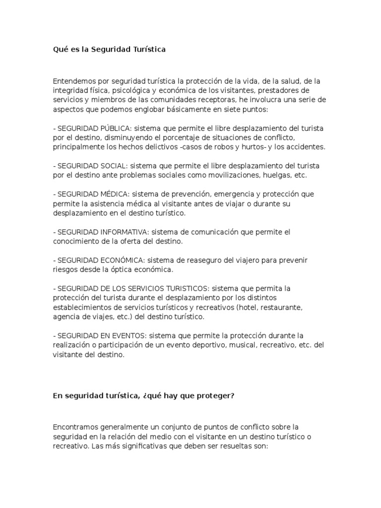 Seguridad Turística: Protección Integral | PDF | Turismo | La seguridad