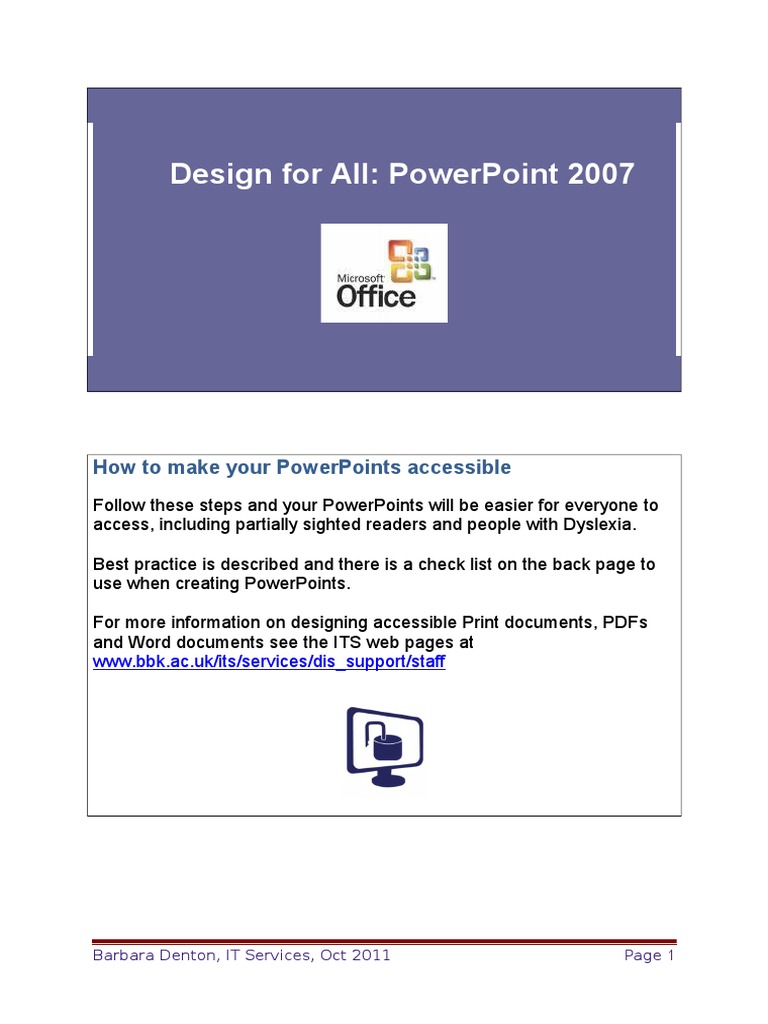 Design For All: Powerpoint 2007: How To Make Your Powerpoints Accessible | PDF | Hyperlink ...